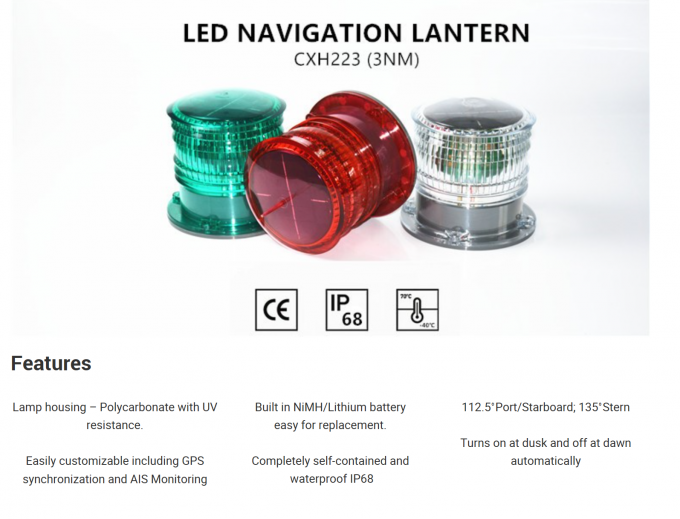 Lampu Navigasi LED Starboard Untuk Kapal 2-3nm Tahan Air